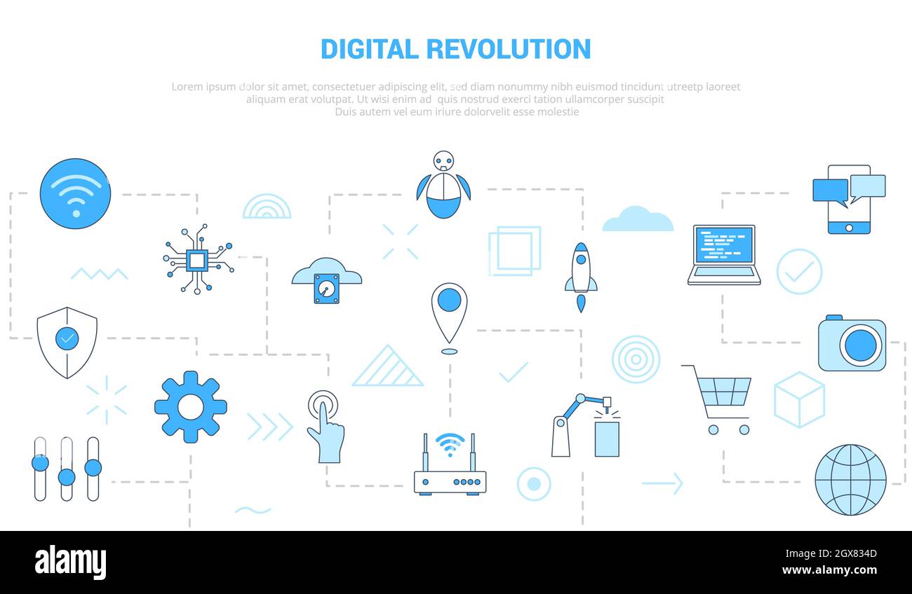 digital revolution concept with icon set template banner with modern ...
