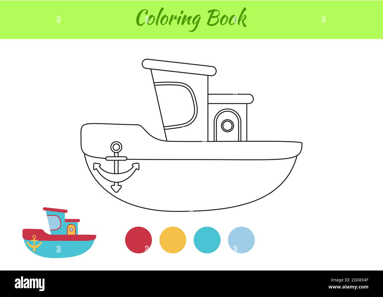 Coloring book ship for children. Educational activity page for ...
