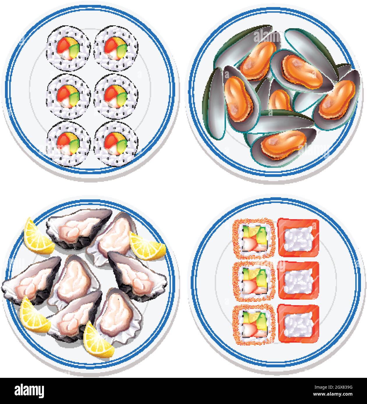 Aerial view of food on plate Stock Vector Image & Art - Alamy