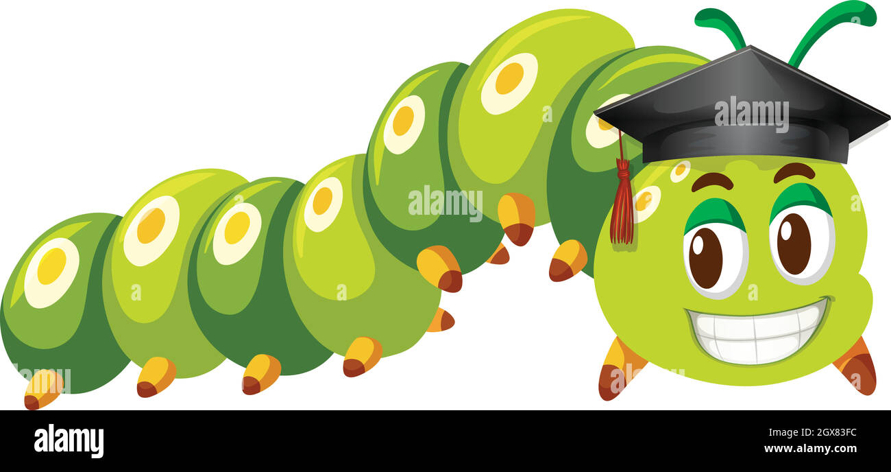 Green caterpillar wearing graduation cap Stock Vector Image & Art - Alamy