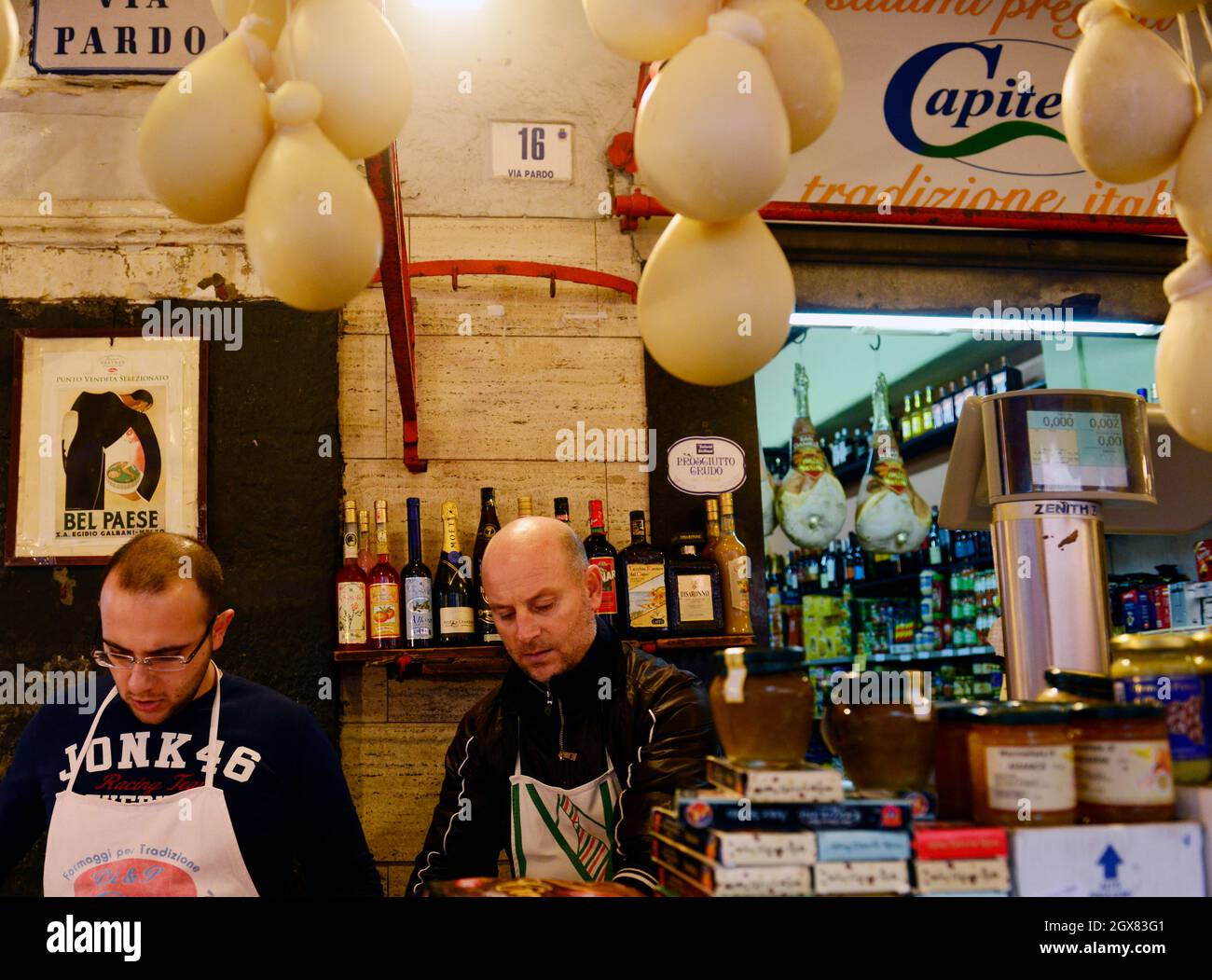 An Italian cheese shop at the vibrant market in Catania, Italy Stock ...