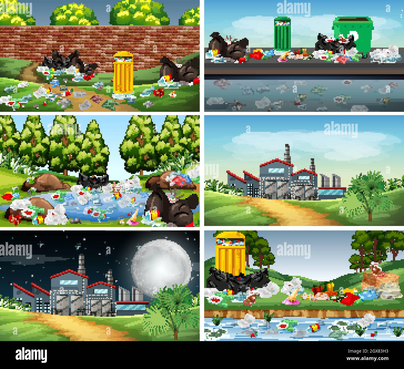 Set of polluted scenes Stock Vector Image & Art - Alamy