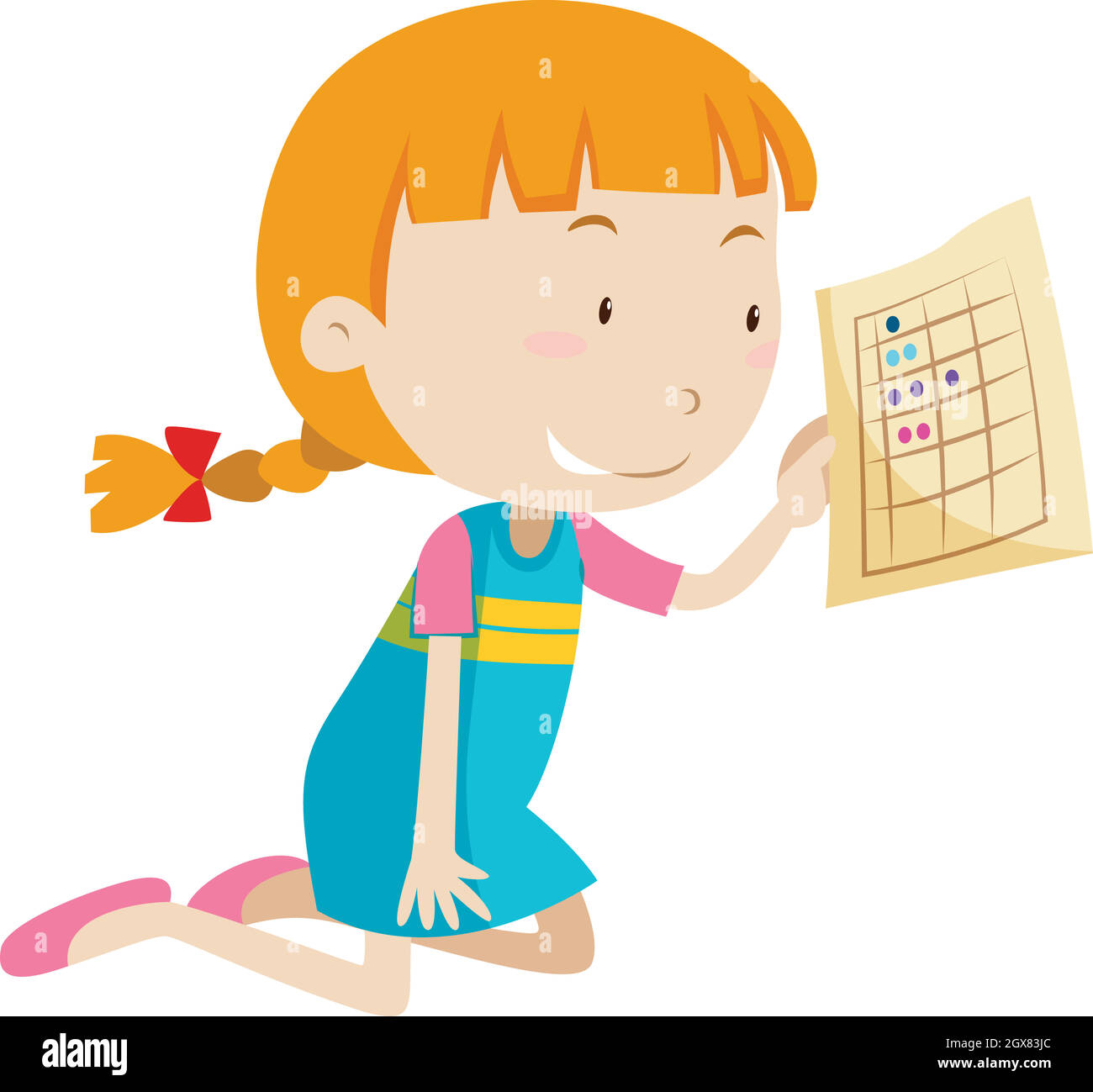 A Girl Holding a Worksheet Stock Vector Image & Art - Alamy
