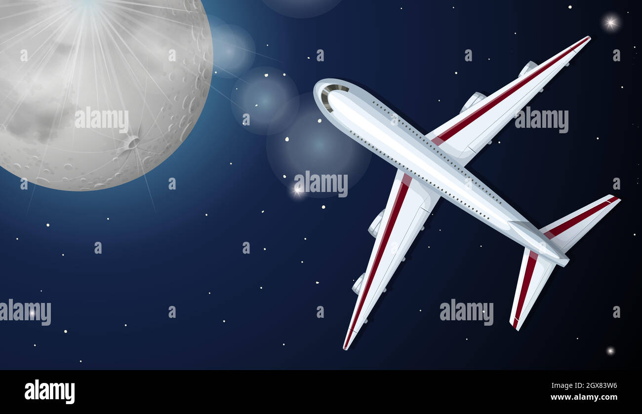 Airplane flying at night Stock Vector Image & Art - Alamy