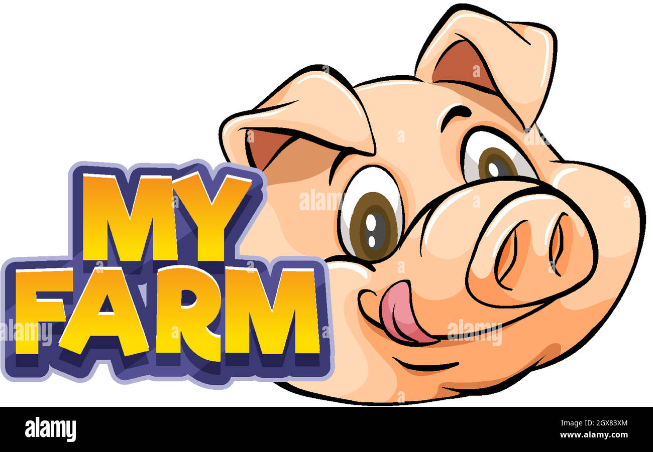 Font design for word my farm with happy pig Stock Vector Image & Art ...