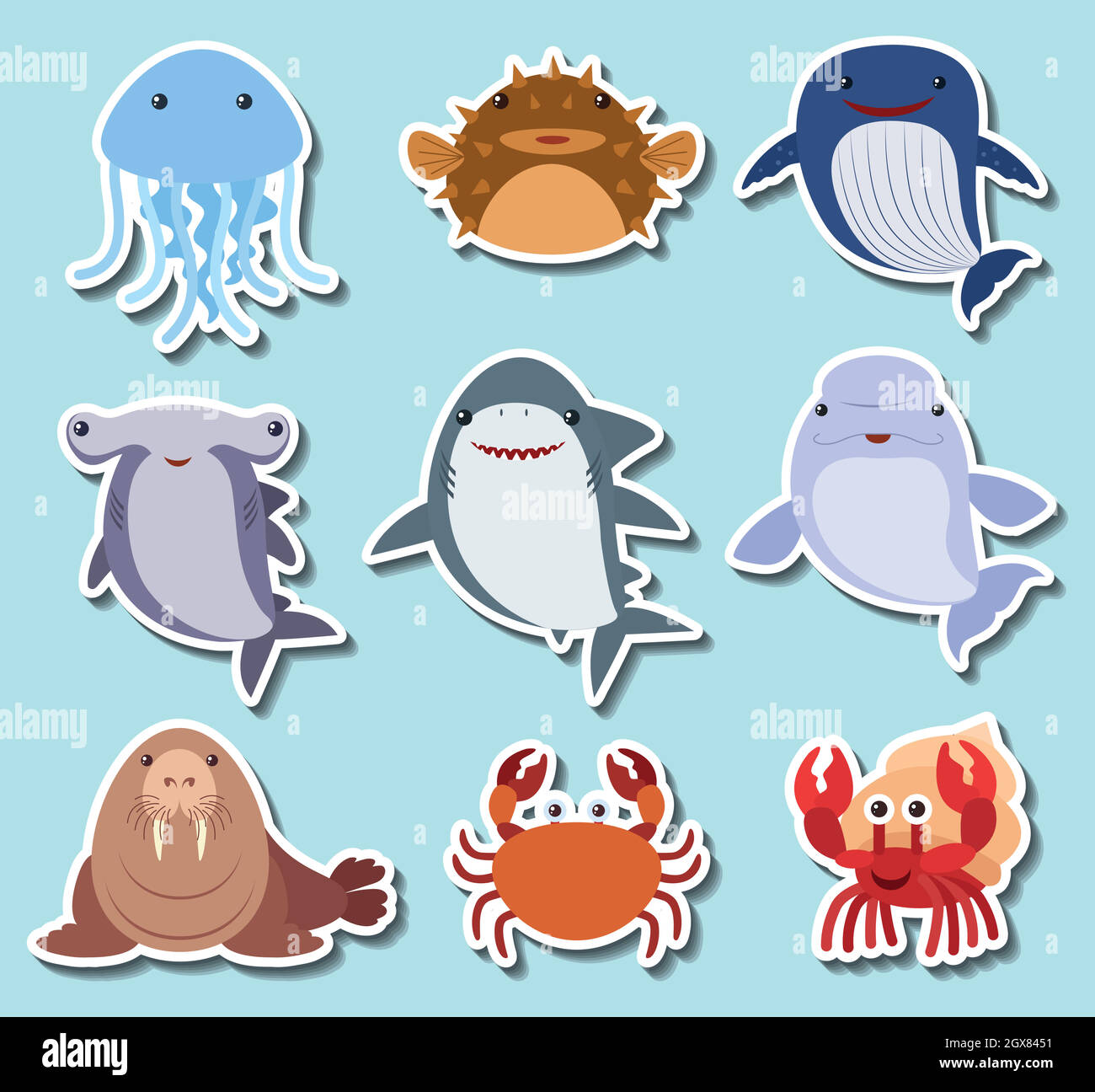 Sea animals on blue background Stock Vector Image & Art - Alamy