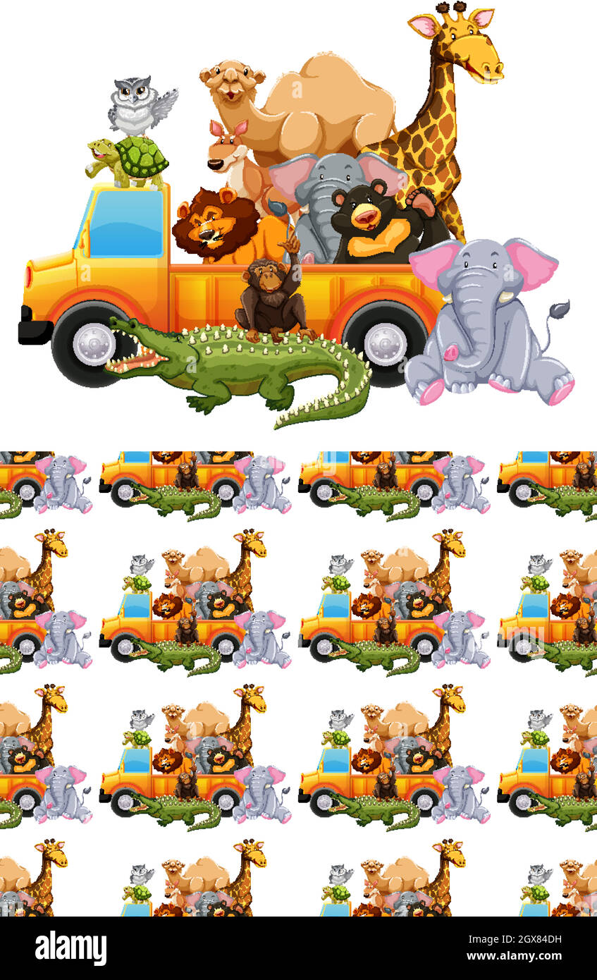 Seamless background design with many animals Stock Vector Image & Art ...