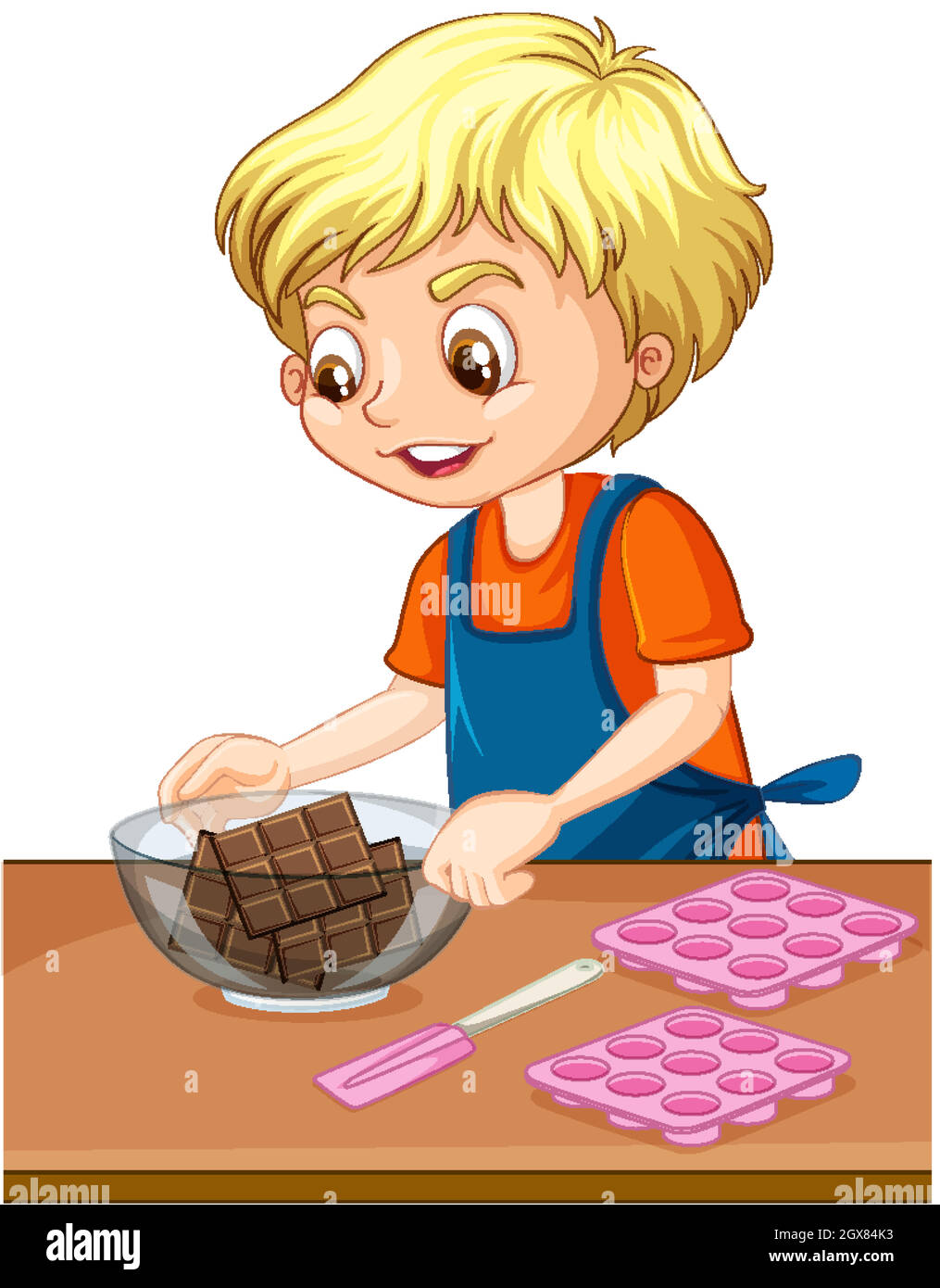 Cartoon character of a boy with baking equipments Stock Vector Image ...