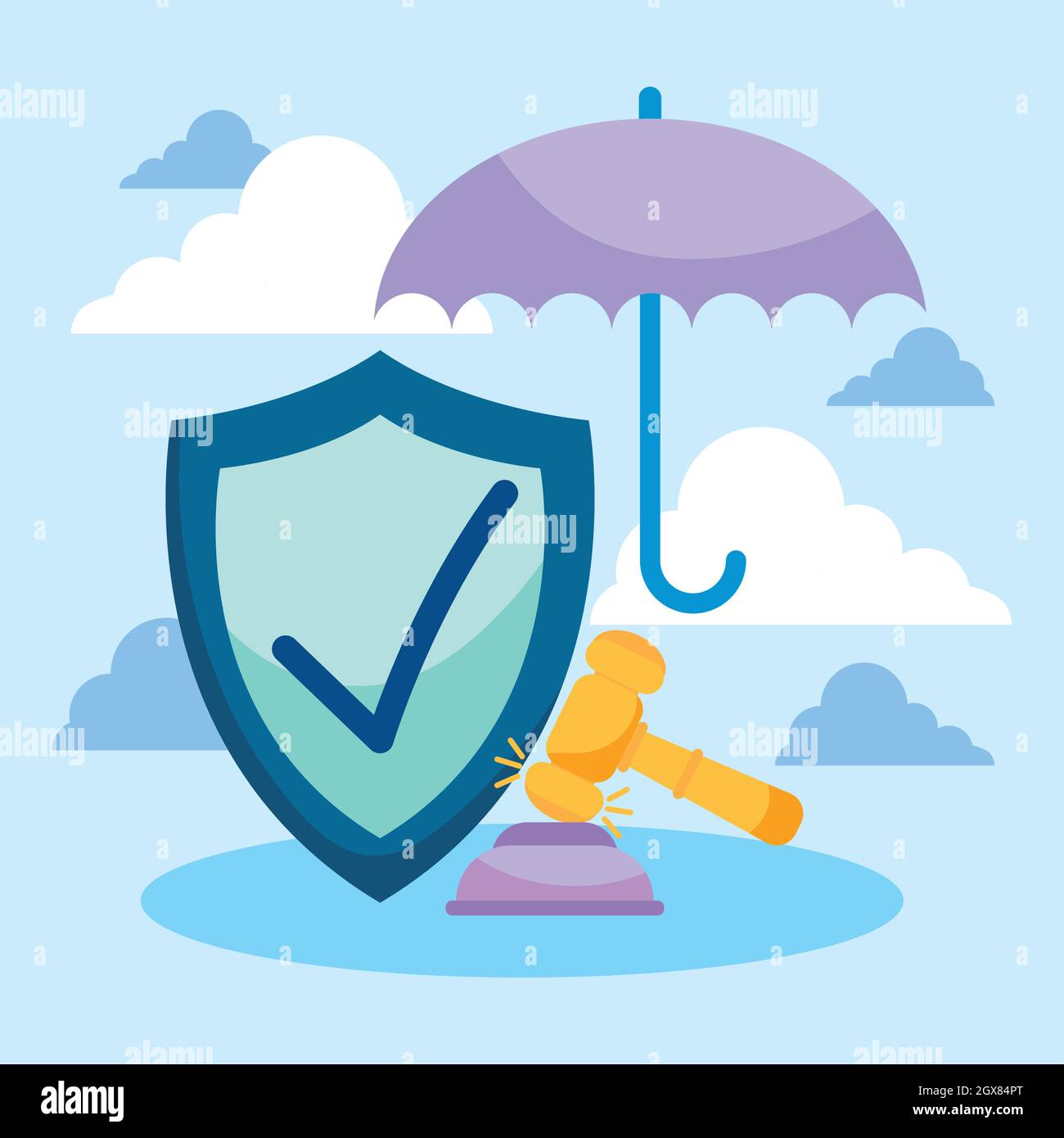 liability illustration with shield and umbrella Stock Vector Image ...
