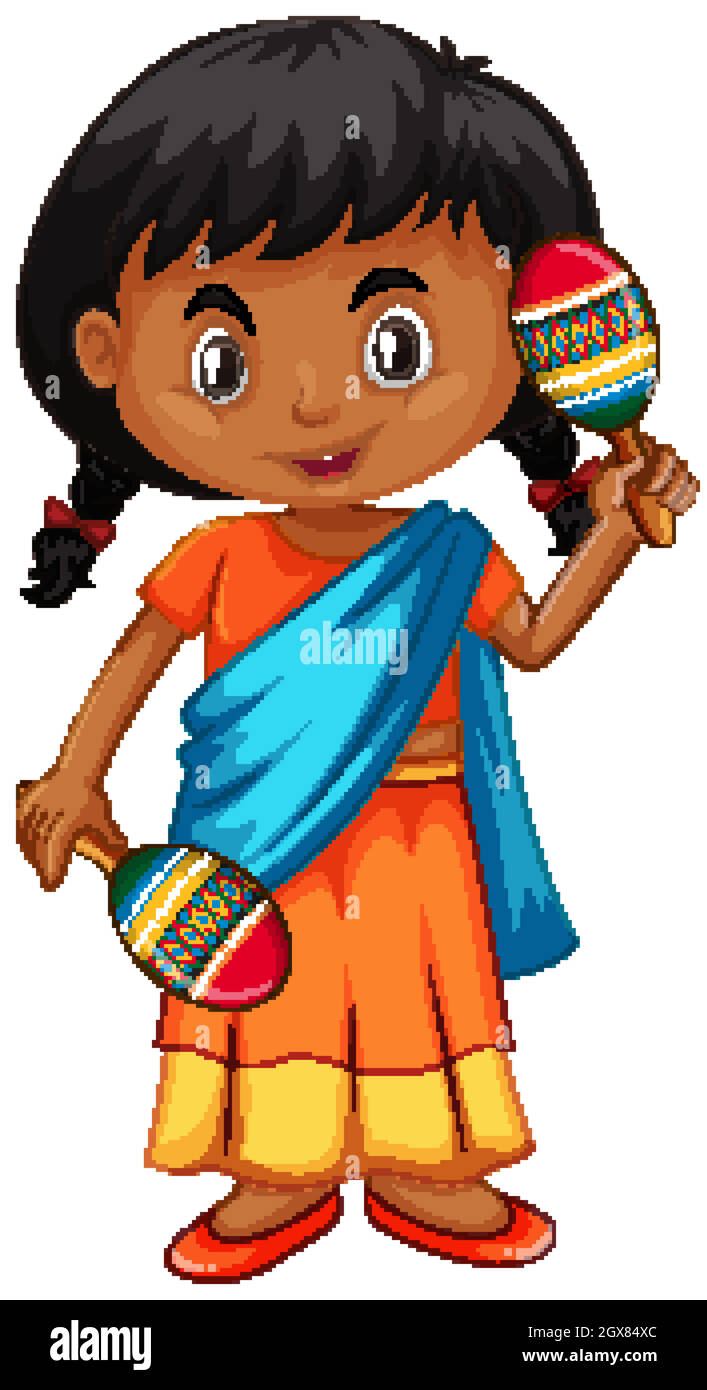 India kid holding maracas on white background Stock Vector Image & Art ...