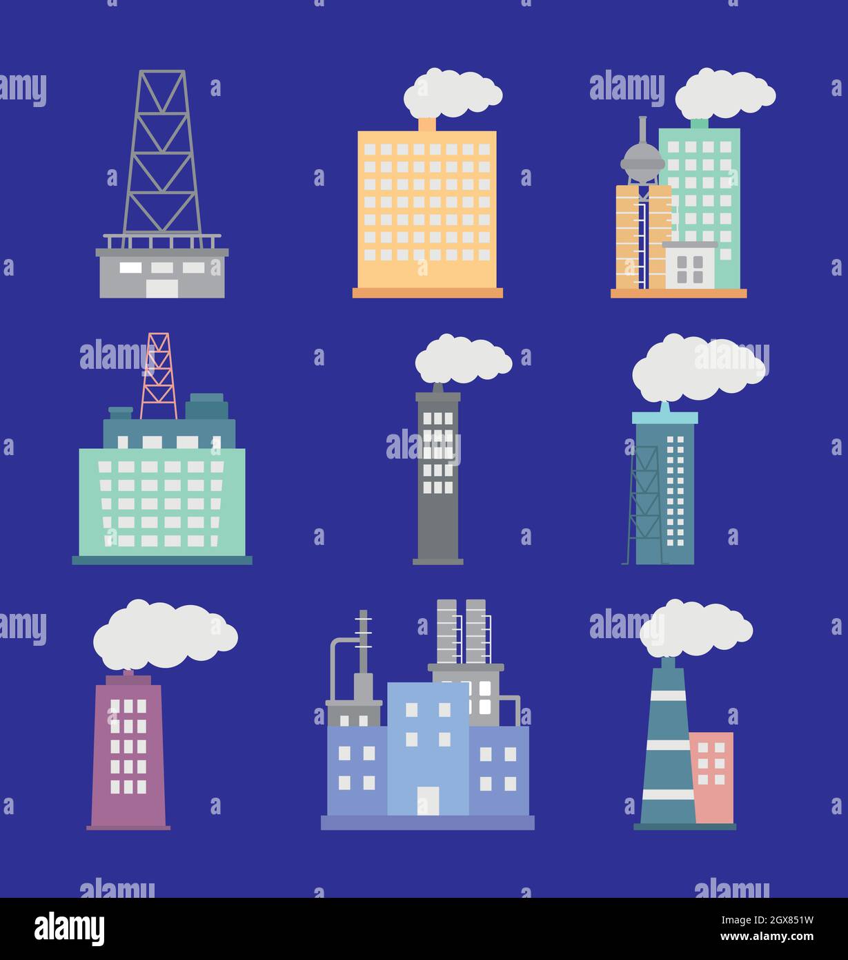 factory buildings icon set design Stock Vector Image & Art - Alamy