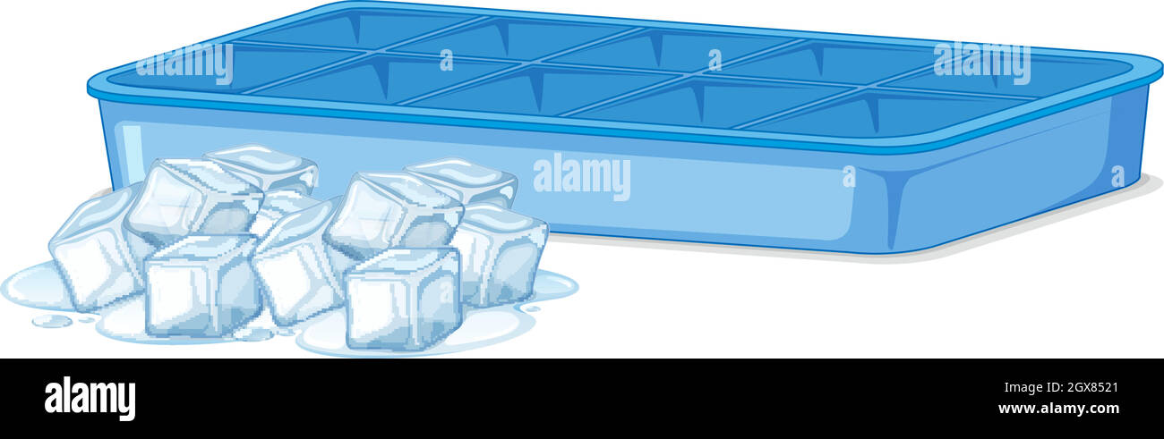Pile of ice and empty ice tray on white background Stock Vector Image ...