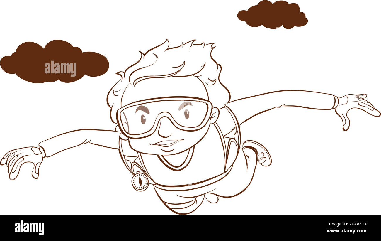 A plain drawing of a boy skydiving Stock Vector Image & Art - Alamy