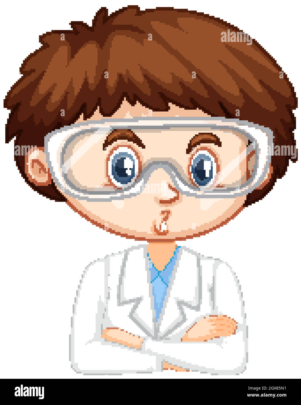Happy boy wearing lab gown on white background Stock Vector Image & Art ...