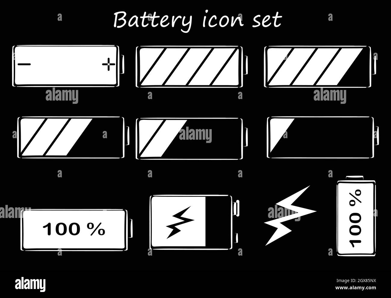 Battery icon set Stock Vector Image & Art - Alamy