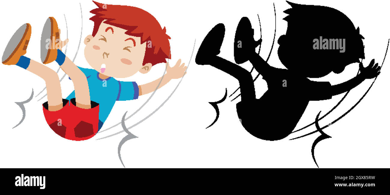 Boy fall down with its silhouette Stock Vector Image & Art - Alamy