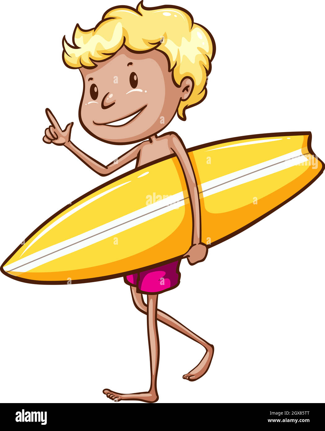 Cartoon illustration boy surfboard hi-res stock photography and images ...