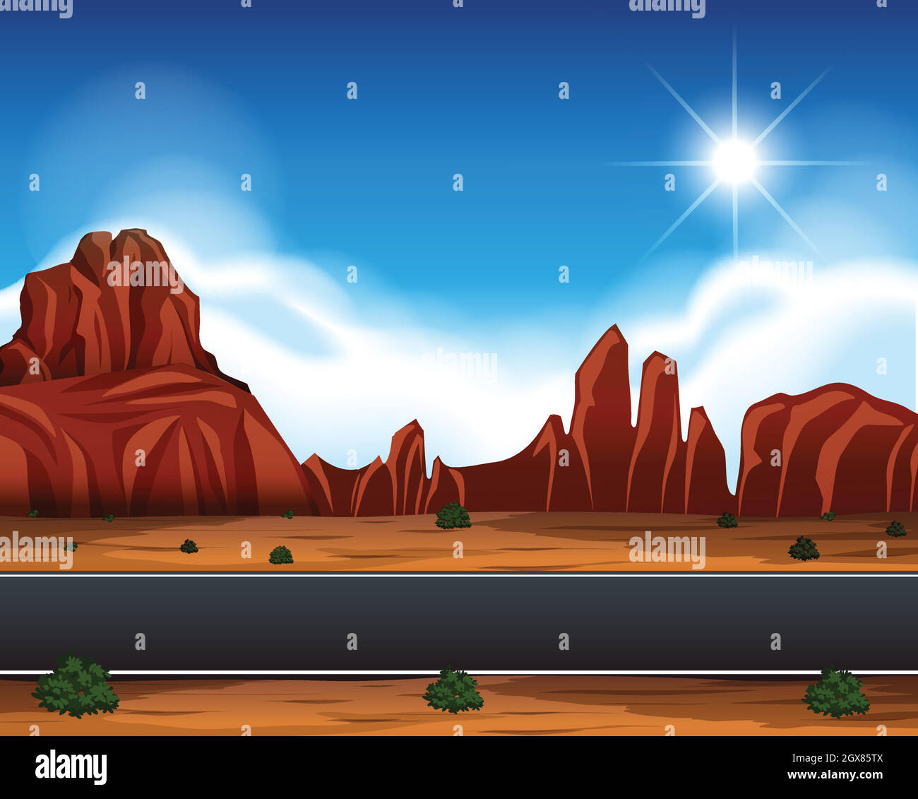 Desert road landscape scene Stock Vector Image & Art - Alamy