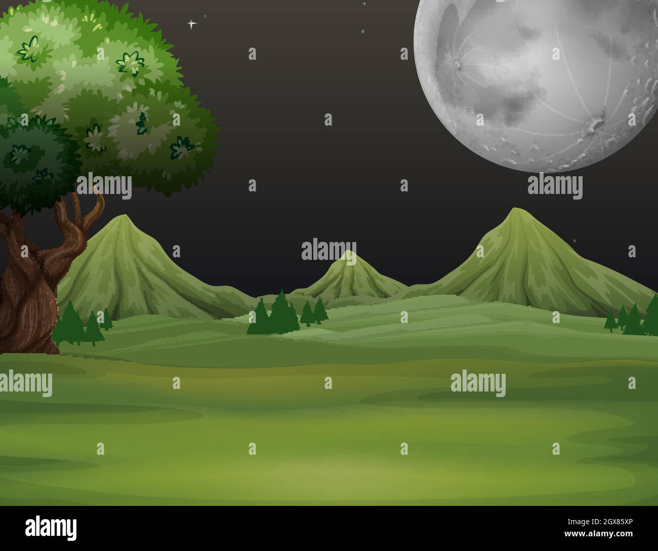 Green field at night time Stock Vector Image & Art - Alamy