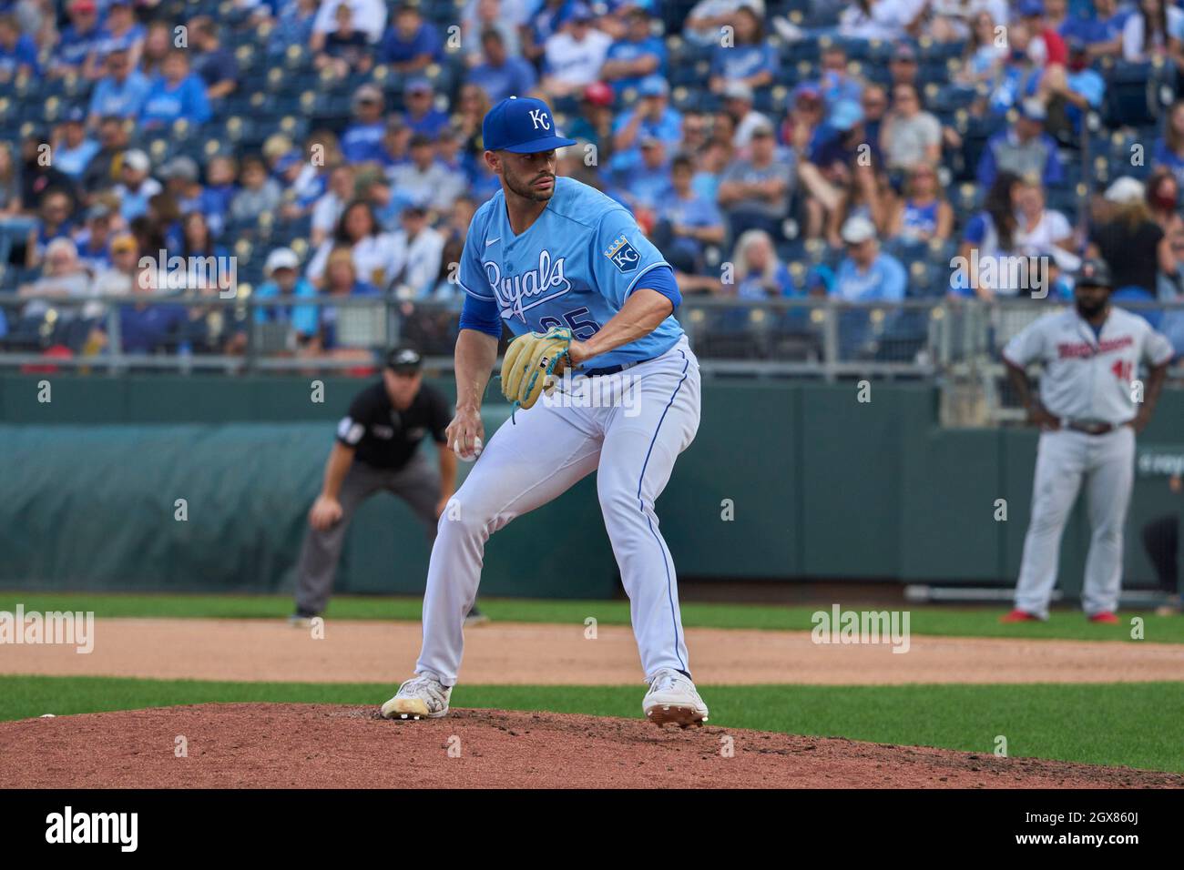 October 3 2021: Kansas City pitcher Dylan Coleman (65) makes a pitch ...