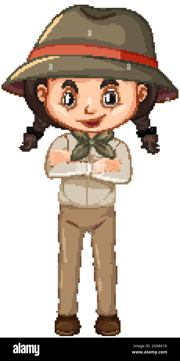 Girl in scout uniform on white background Stock Vector Image & Art - Alamy