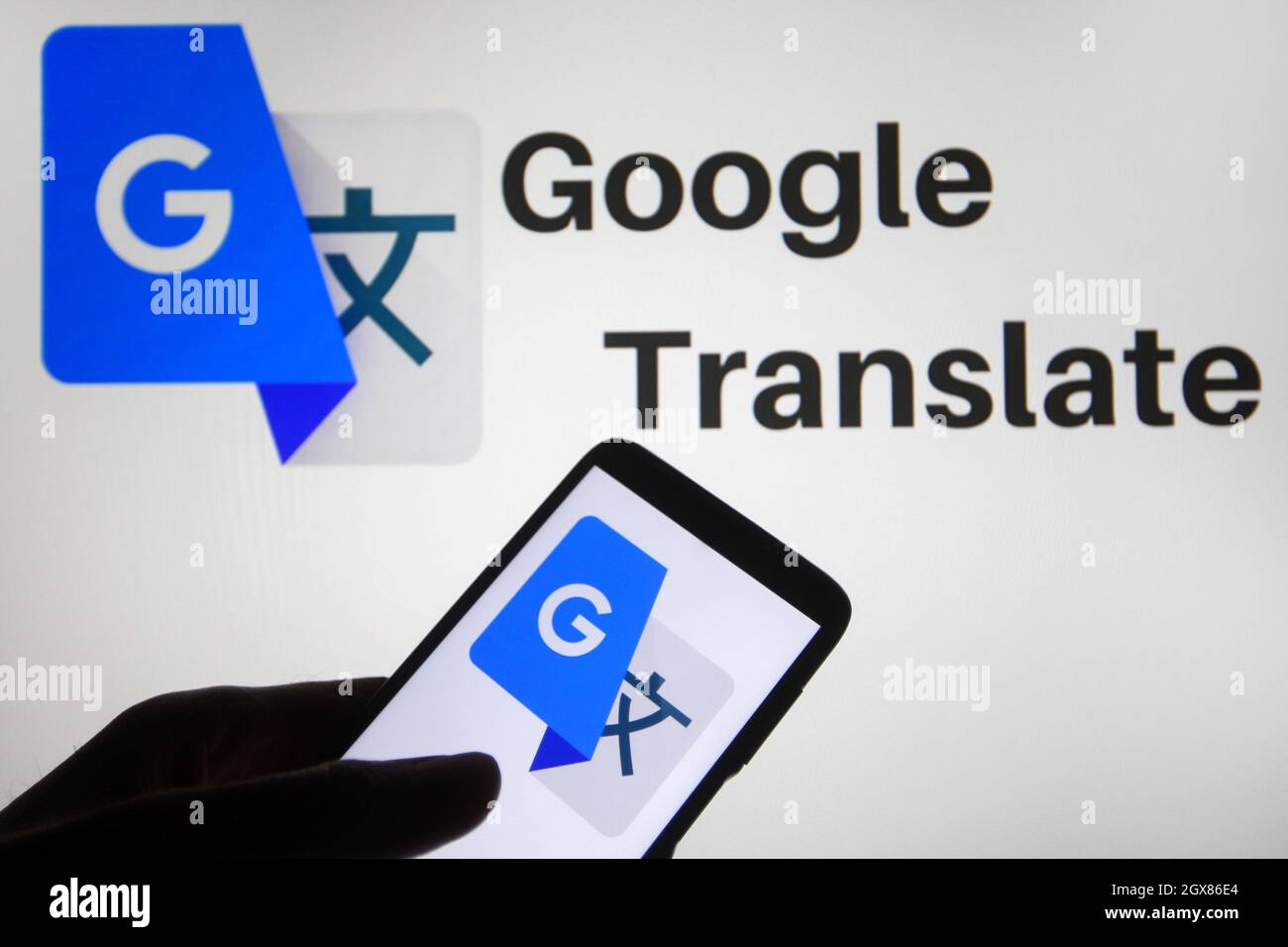 In this photo illustration a Google Translate logo is seen on a ...