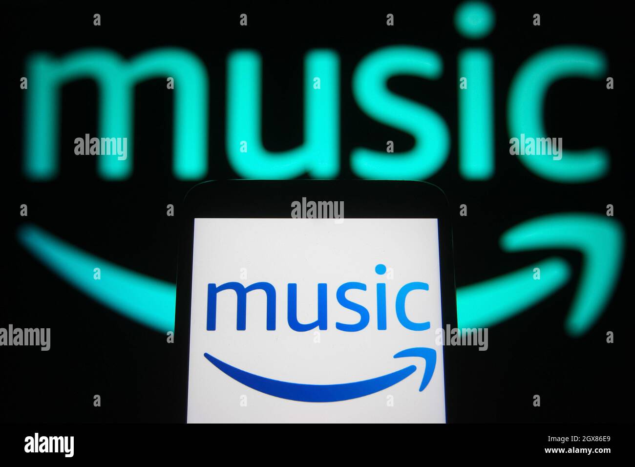 In this photo illustration an Amazon Music logo is seen on a smartphone ...