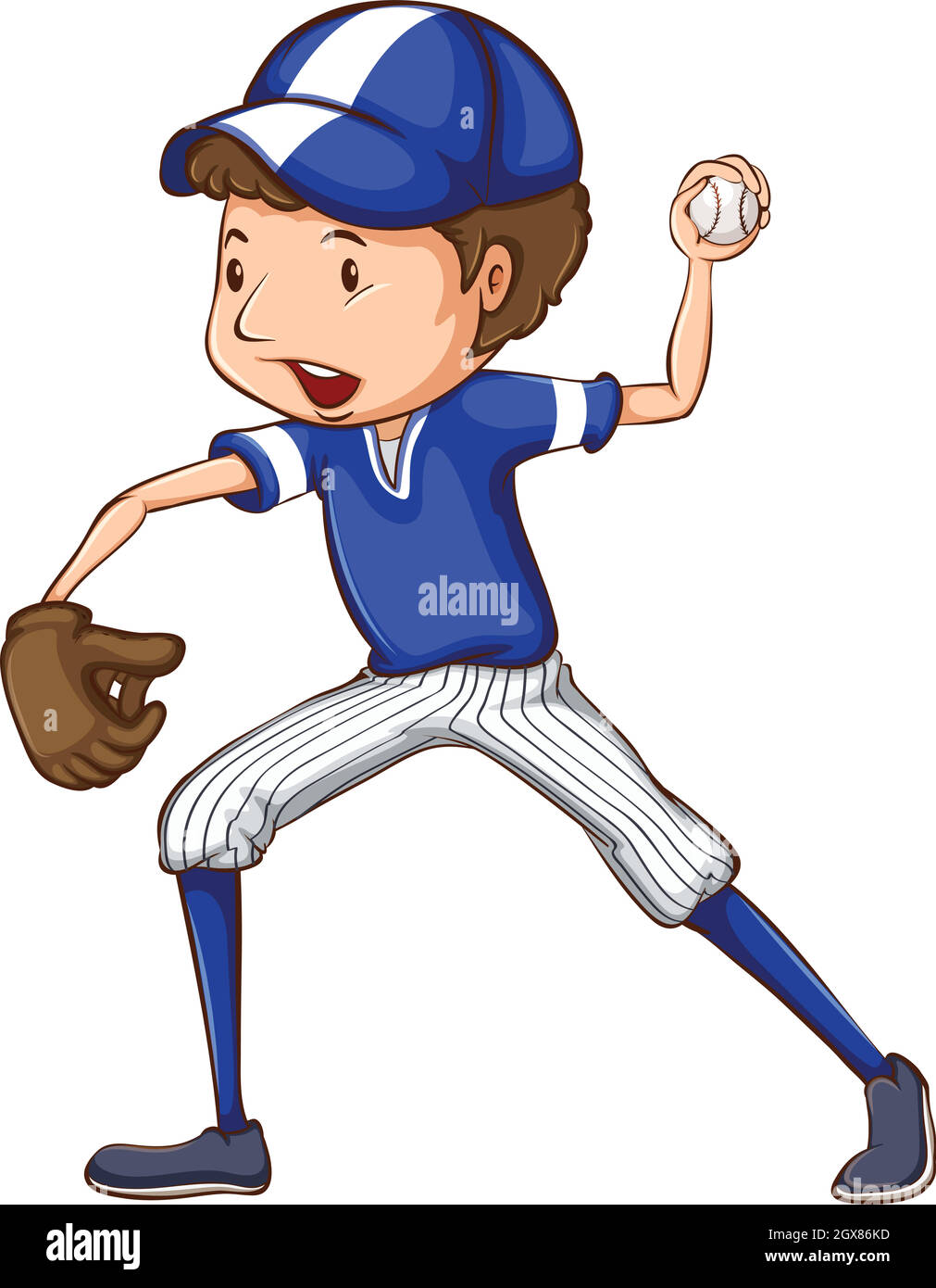 A simple drawing of a baseball player in blue uniform Stock Vector ...