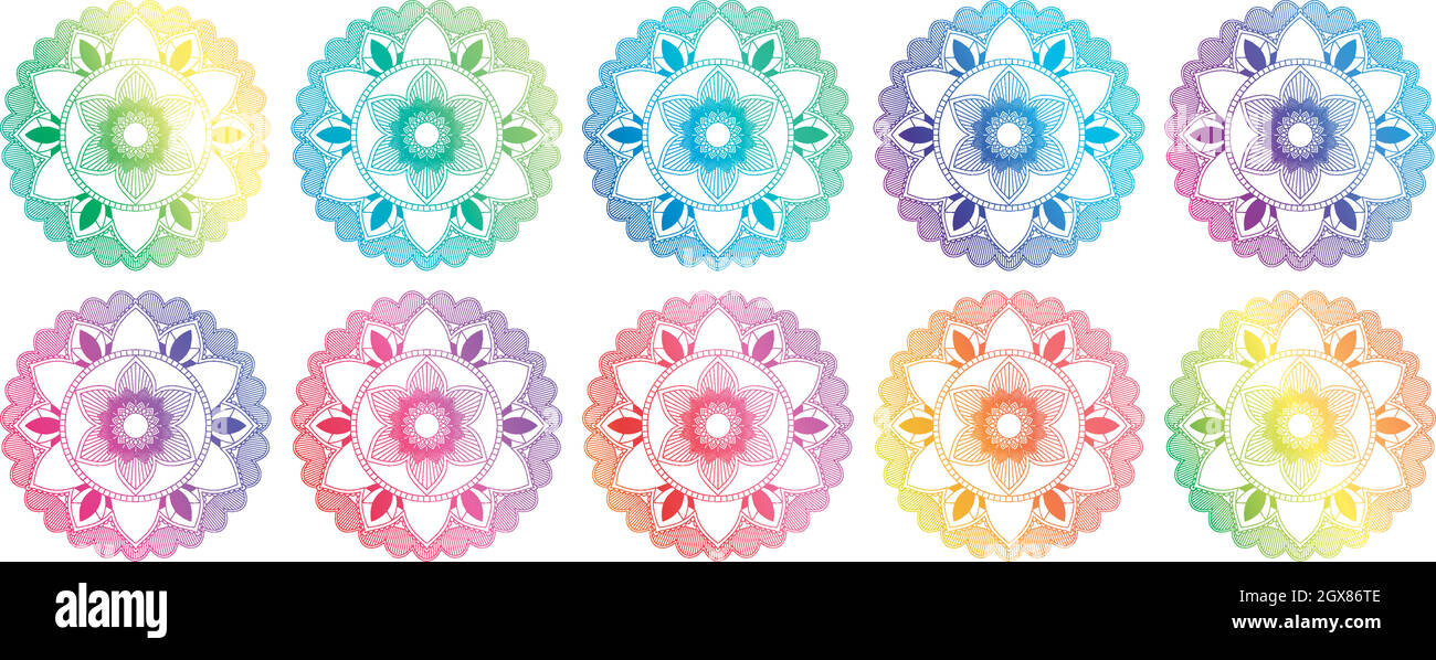 Mandala patterns in rainbow color Stock Vector Image & Art - Alamy