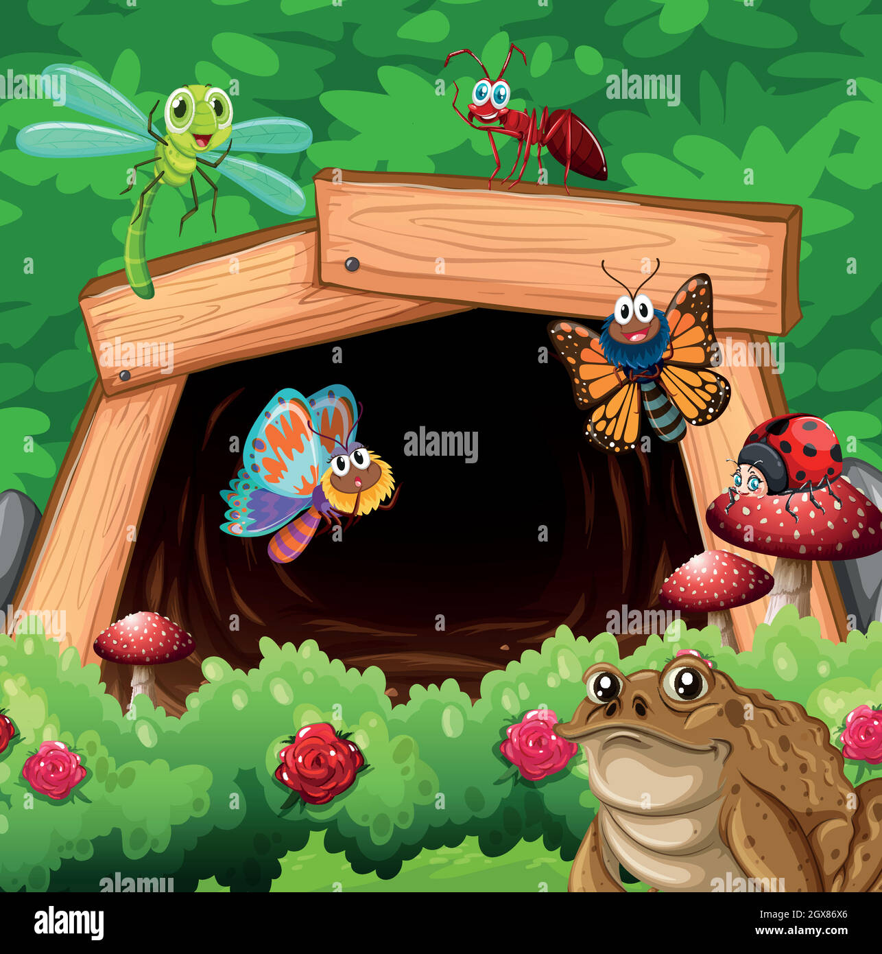 Different types of insects in front of tunnel Stock Vector Image & Art ...