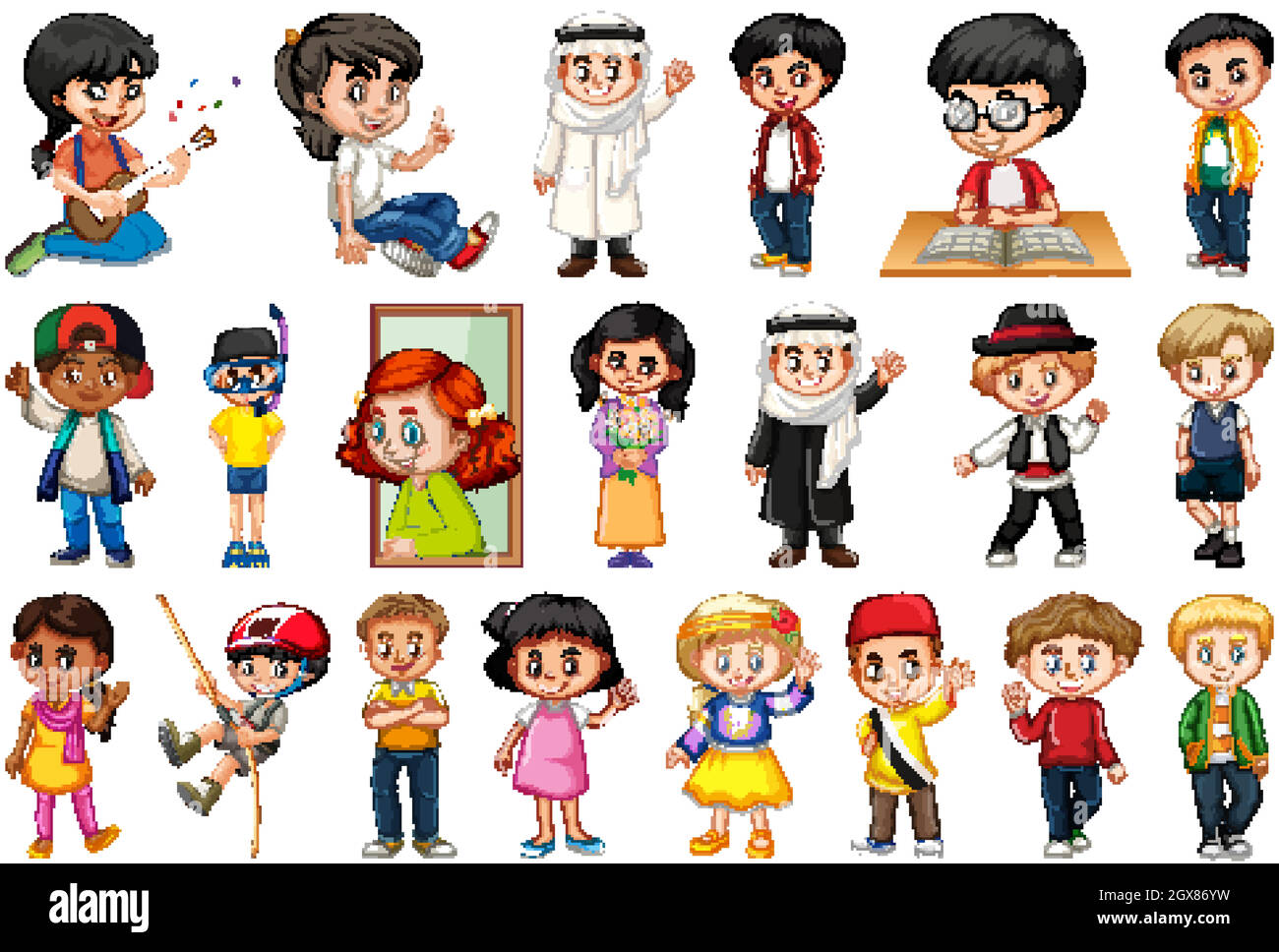 Large set of children doing different activities Stock Vector Image ...