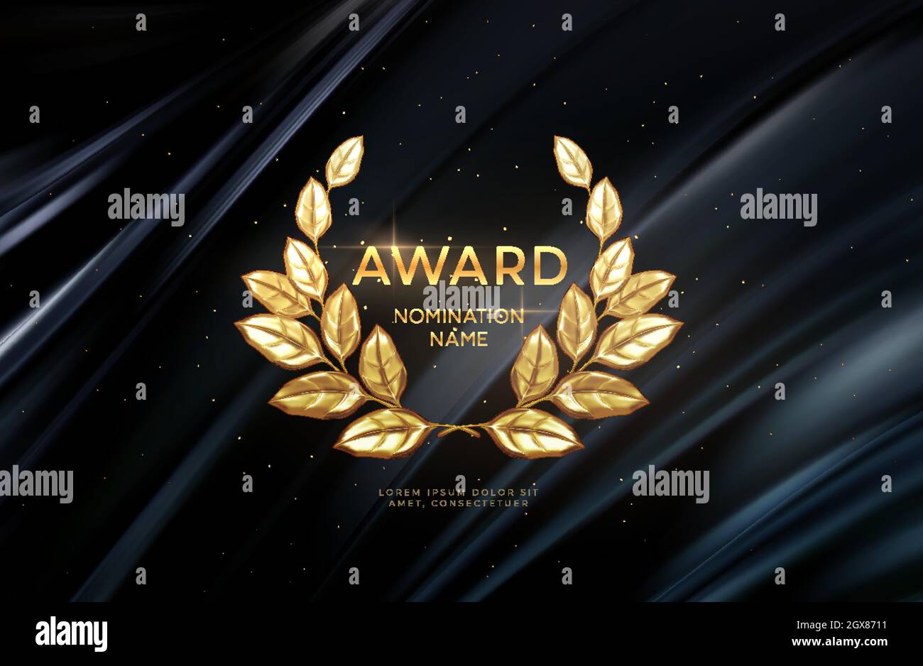 3d realistic gold laurel wreath winner award nominations background. Award concept background ...