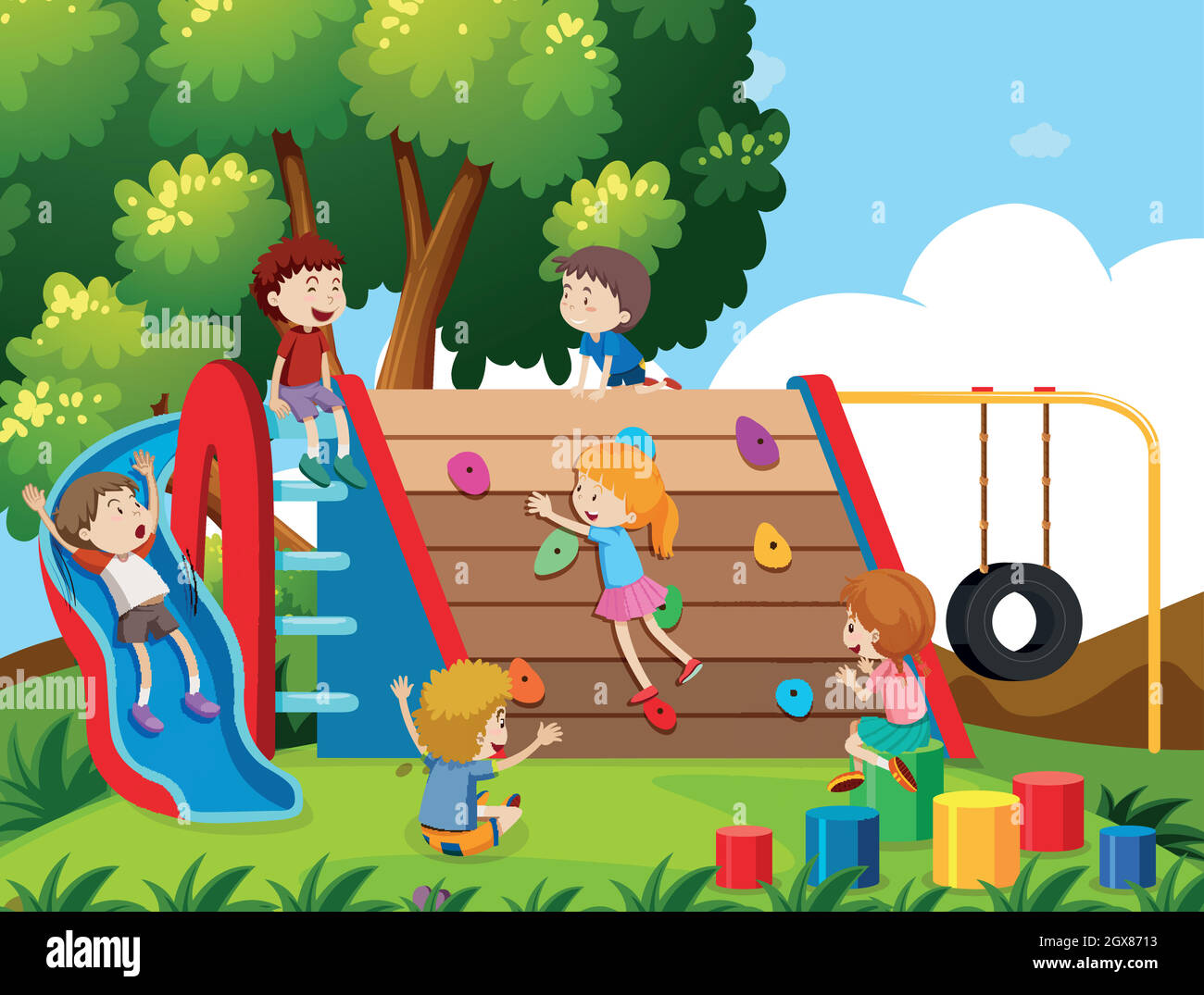 Children playing at playground Stock Vector Image & Art - Alamy