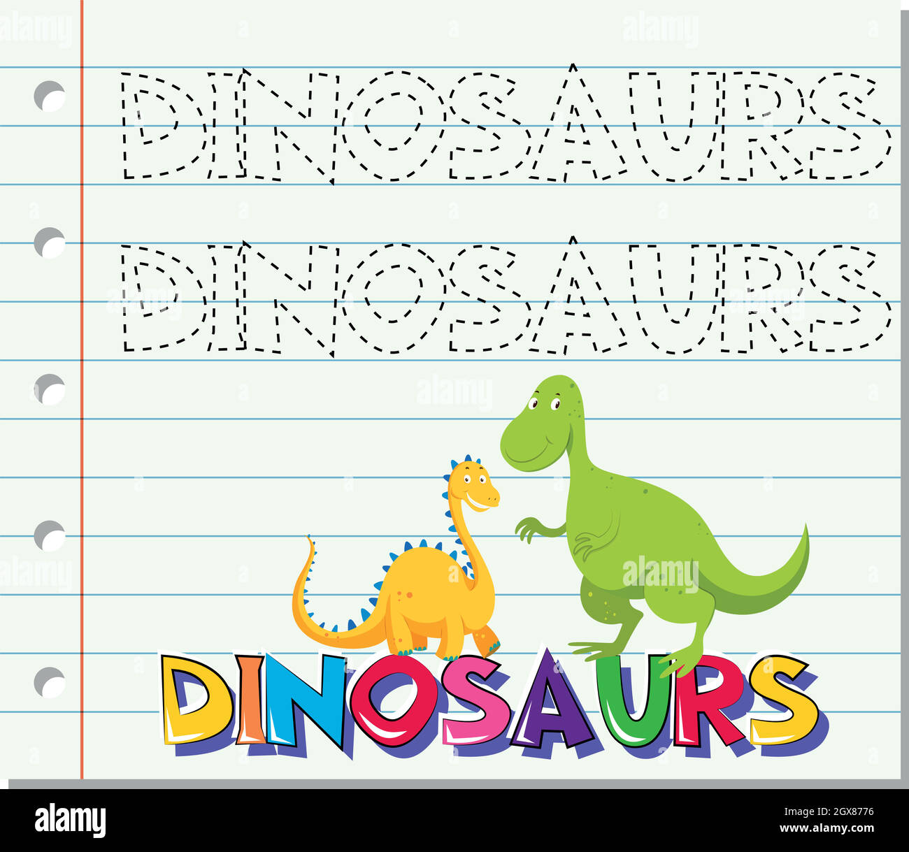 Tracing word for dinosaurs Stock Vector Image & Art - Alamy