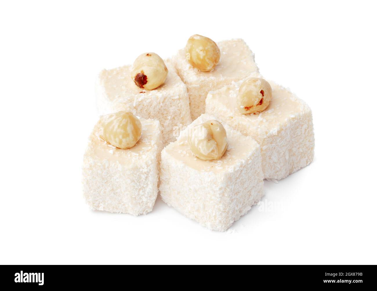 Turkish delight dessert isolated on white background Stock Photo - Alamy