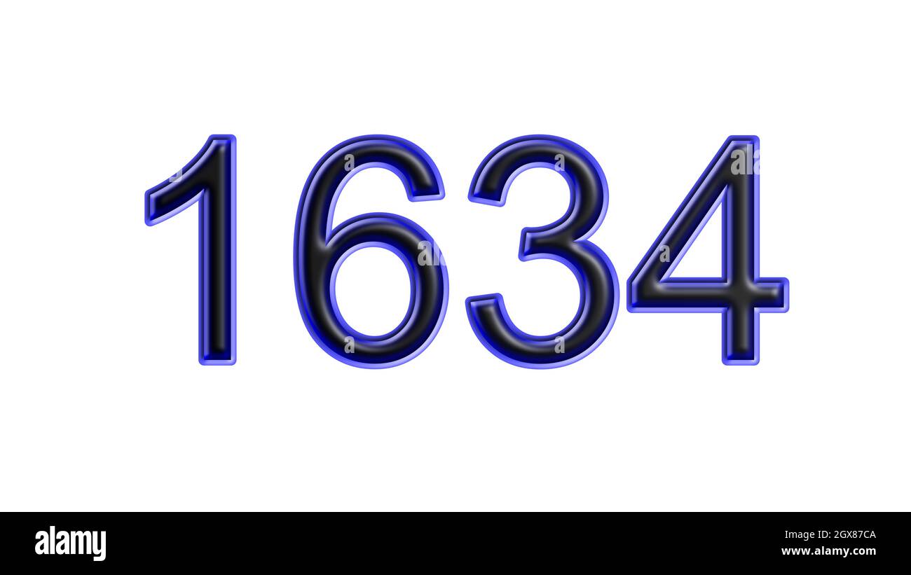 blue 1634 number 3d effect white background Stock Photo - Alamy