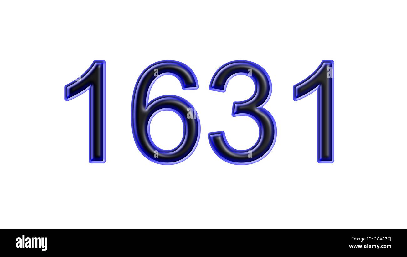 blue 1631 number 3d effect white background Stock Photo - Alamy