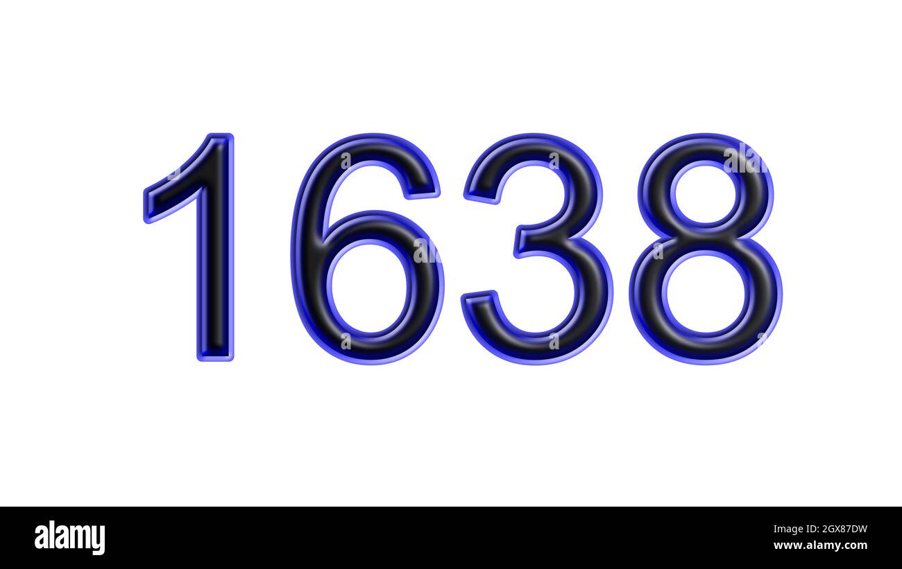 blue 1638 number 3d effect white background Stock Photo - Alamy