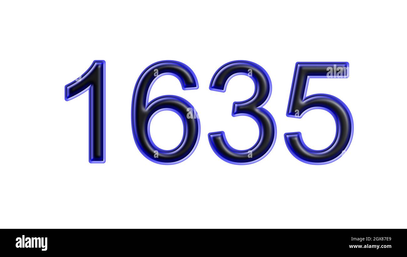 blue 1635 number 3d effect white background Stock Photo - Alamy