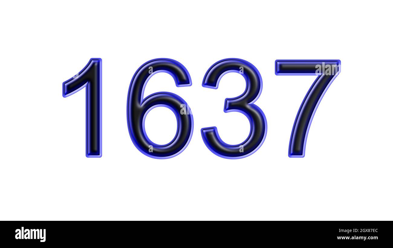 blue 1637 number 3d effect white background Stock Photo - Alamy