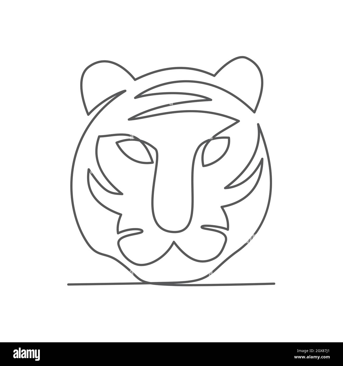 Tiger One line drawing on white Stock Vector Image & Art - Alamy