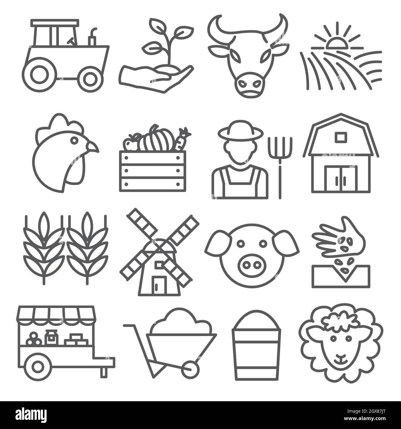 Farm line icons set on white background Stock Vector Image & Art - Alamy