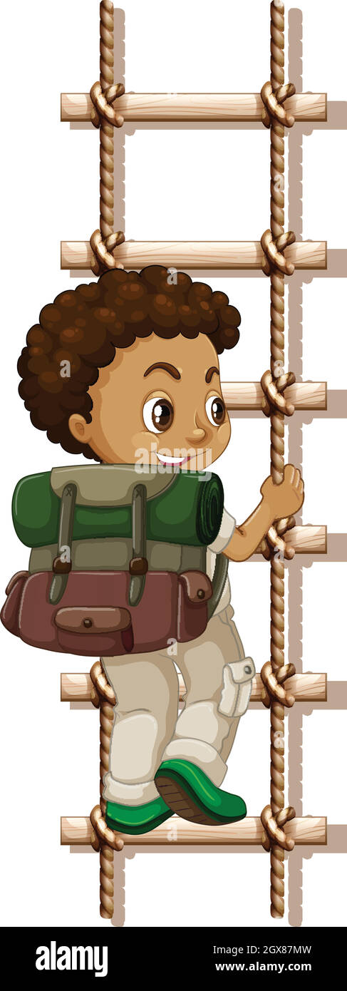 Young boy climbing ladder Stock Vector Image & Art - Alamy