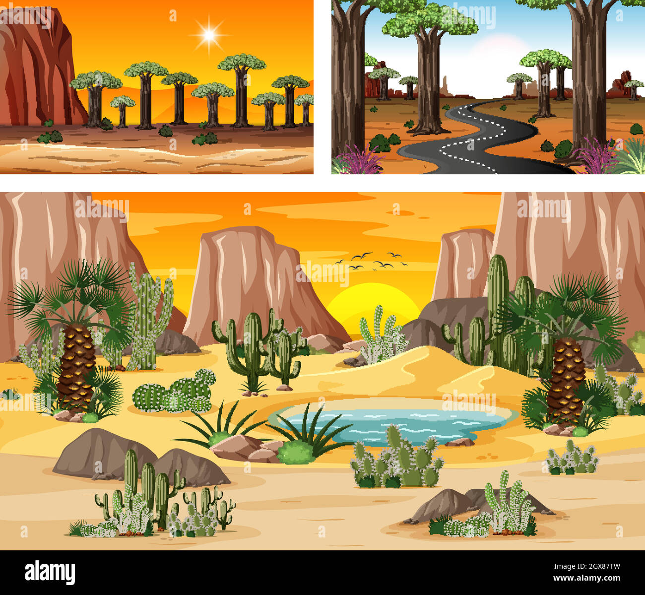 Different nature horizontal scenes Stock Vector Image & Art - Alamy