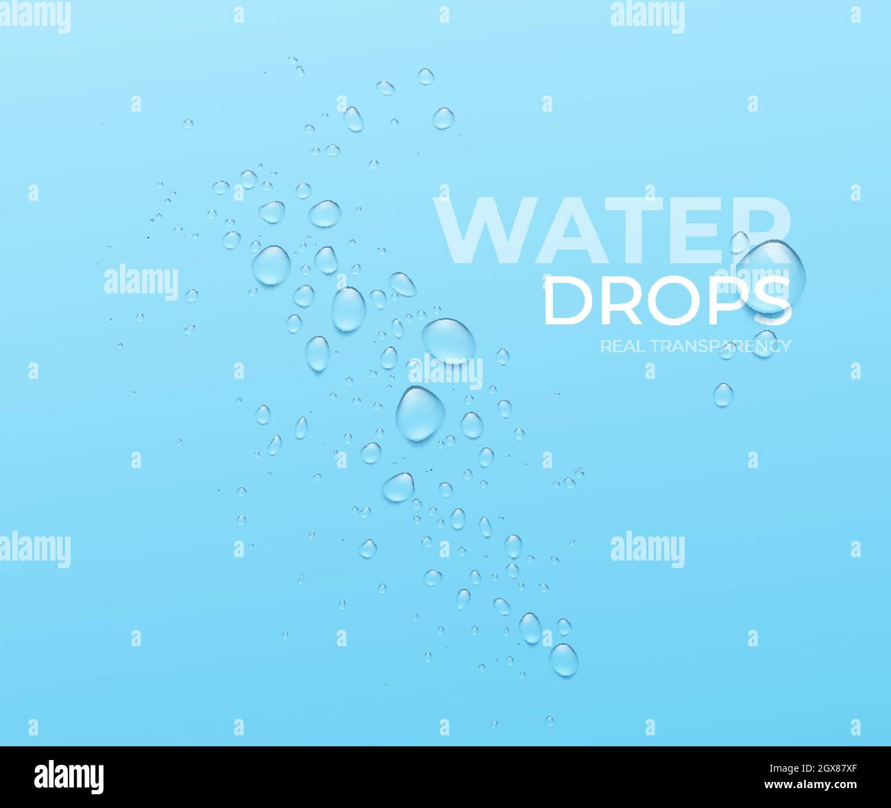 Realistic Water Drops on blue background, real transparent effect ...