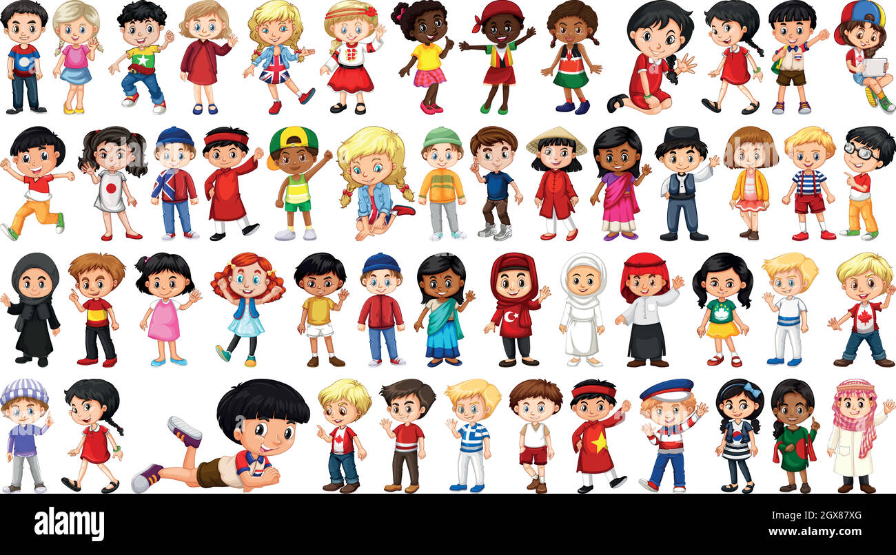 Set of multicultural kids character Stock Vector Image & Art - Alamy