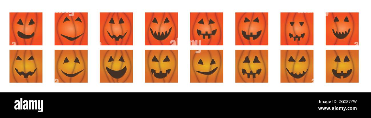 halloween pumpkin face jack-o-lantern greeting cards Stock Vector Image ...