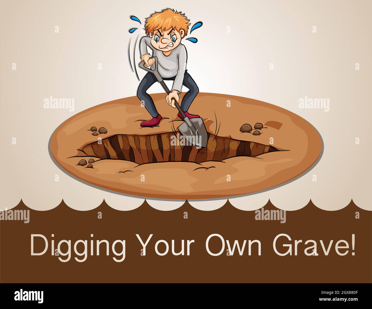 Digging man cartoon illustration Stock Vector Images - Alamy