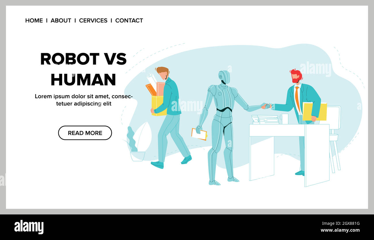 Robot Vs Human Future Replacement Conflict Vector Stock Vector Image ...