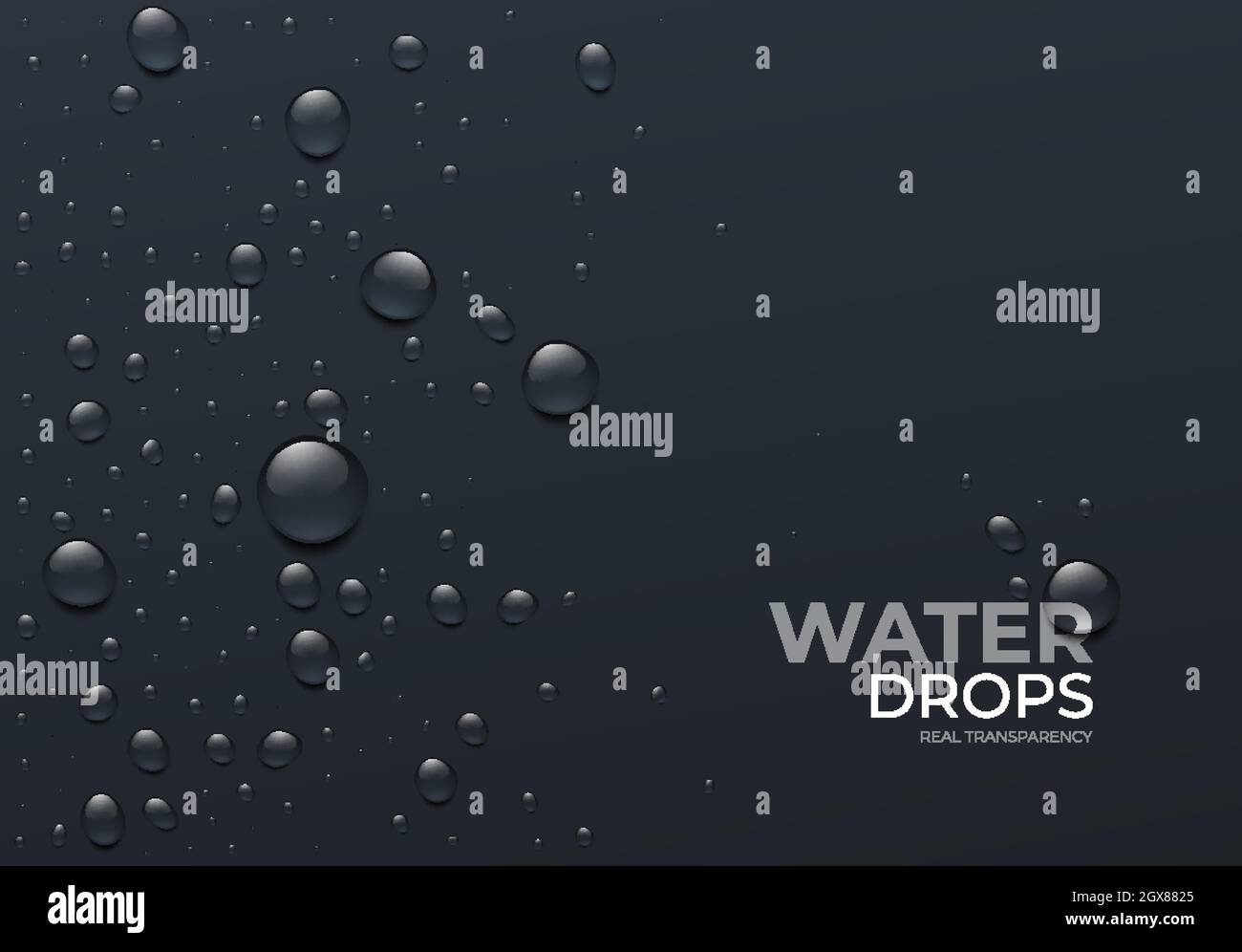 Realistic Water Drops on Black Background, Real Transparent Effect ...